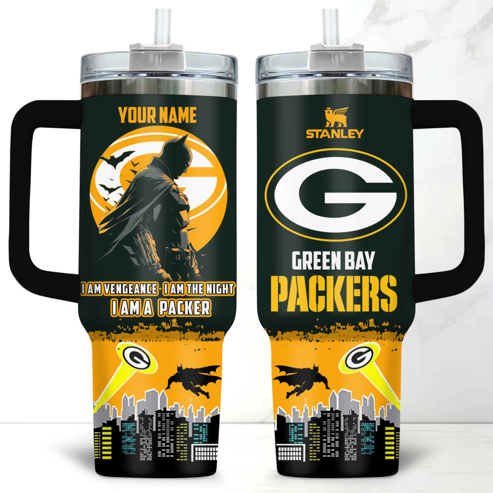 Batman X Green Bay Packers Tumblers 40oz With Transparent Lid, Handle ...